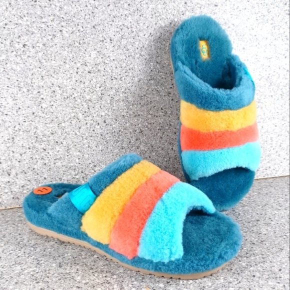 UGG | Shoes | Ugg Australia Fluff You Sandals Colorful Blue Orange Mens ...